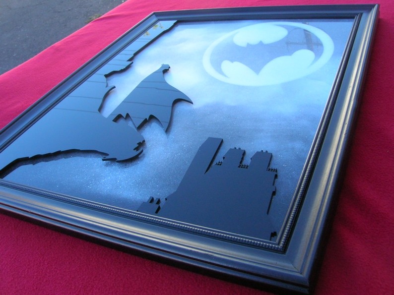 BATMAN 3D SIGN ART man cave SHADOWBOX frame 1966 TV series display Adam ...