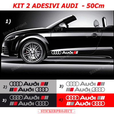 2x LOGO AUDI decal sticker adesivi fiancata A1 A3 A4 A5 A6 Q3 Q5 Q7 TT ...