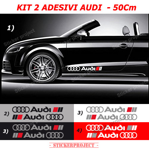 2x LOGO AUDI decal sticker adesivi fiancata A1 A3 A4 A5 A6 Q3 Q5 Q7 TT ...