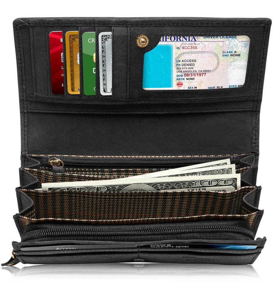 Genuine Leather Wallets For Women Floral Accordion Ladies Wallet RFID ...