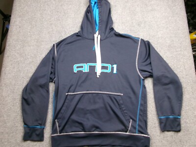 And1 Hoodie Mens Extra Large Navy Pullover Sweater Spellout Logo ...