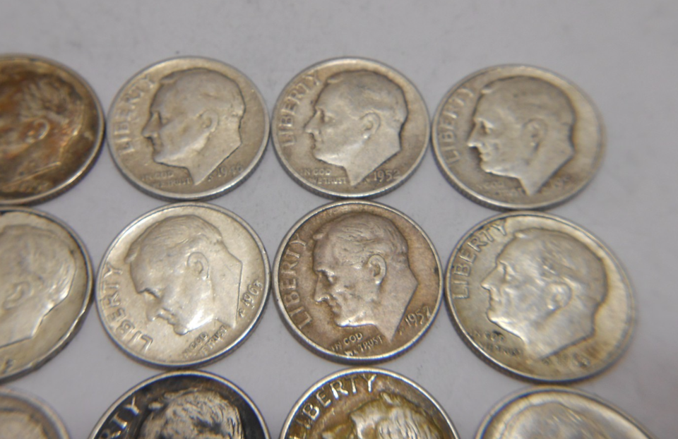 90% Silver $1.50 Face USA Coins Lot Roosevelt Dimes 15 Ungraded Dimes ...