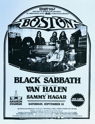 Boston + Black Sabbath + Van Halen + Sammy Hager flyer for Anaheim ...