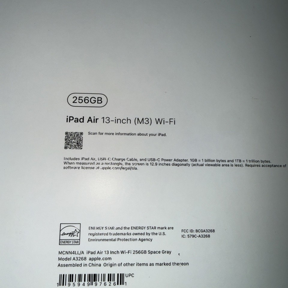Apple iPad Air A3268 13 Inch 256GB Space Gray, EMPTY BOX ONLY | eBay