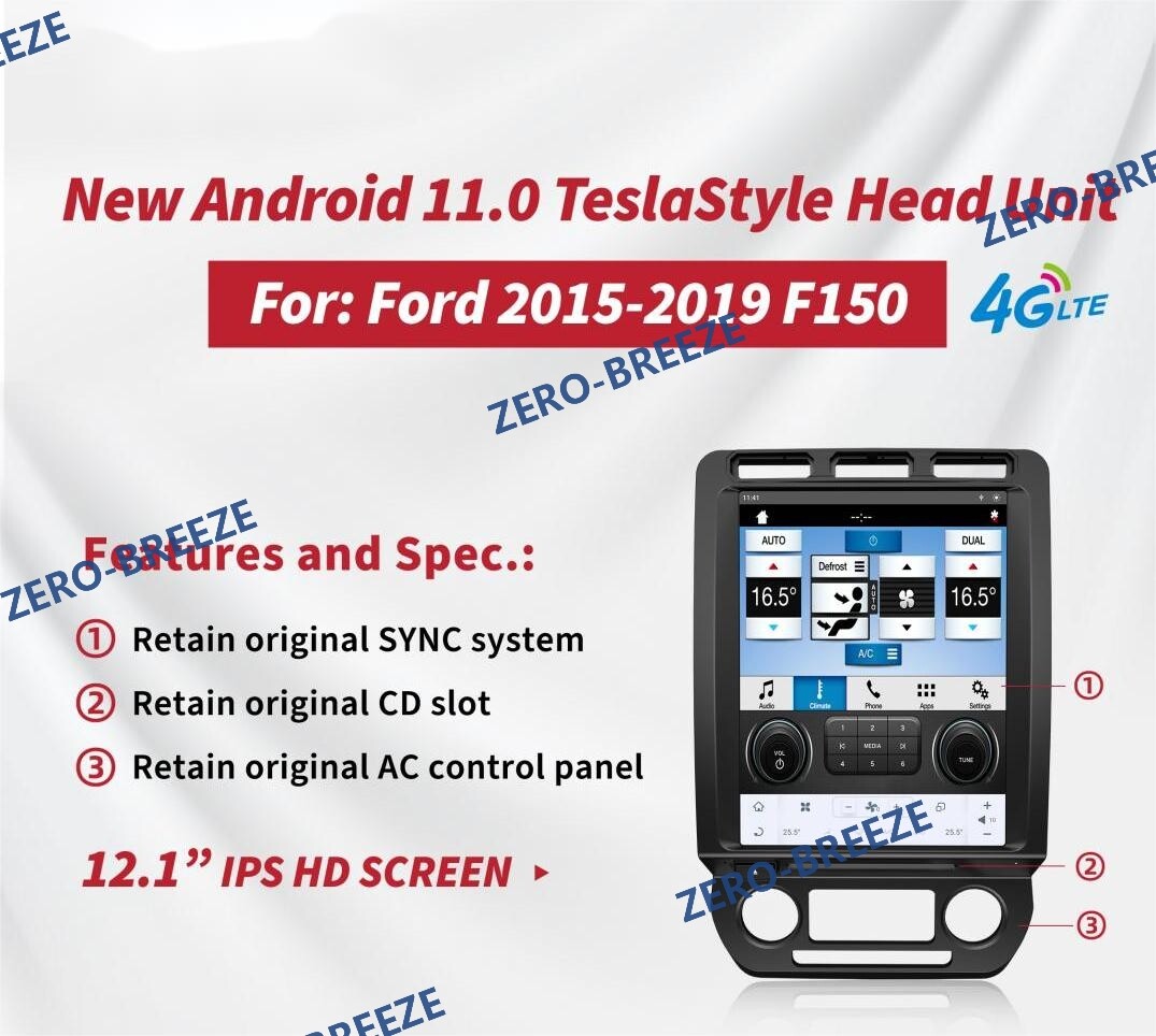 12.1" Car Stereo Radio For Ford Raptor F150 2015-2019 Car GPS ...