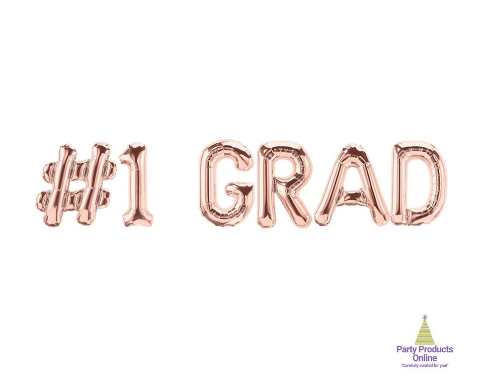 #1 GRAD Letter Balloon Banner - Gold, Rose Gold and Silver | eBay