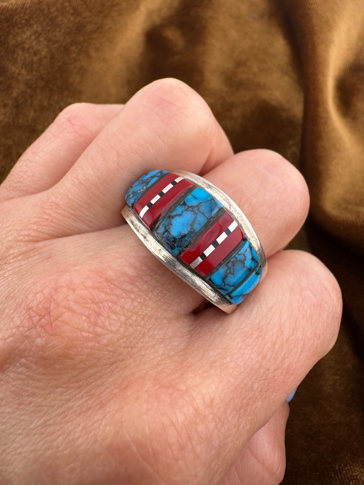 Vintage David Yellowhorse Southwestern Sterling Silver Turquoise ...