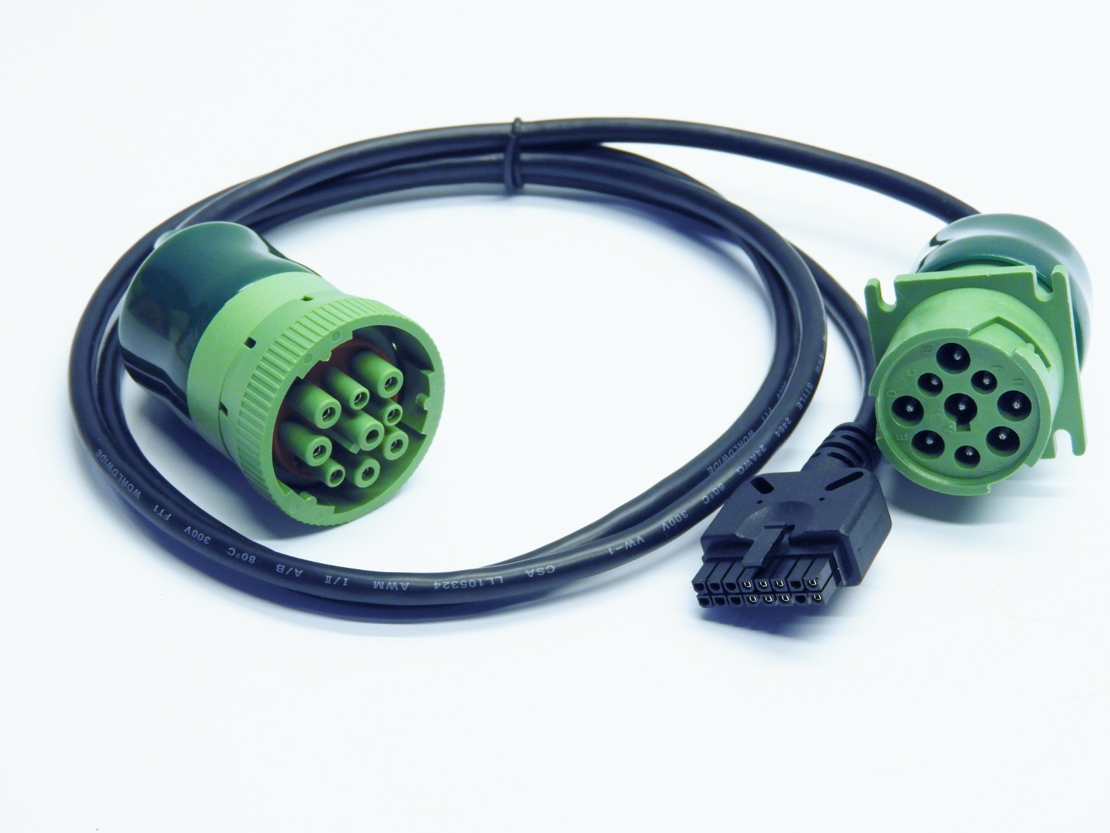 Green J1939 9-Pin Y Harness Cable Male/Female to ELD 9-pin Male Adapter ...