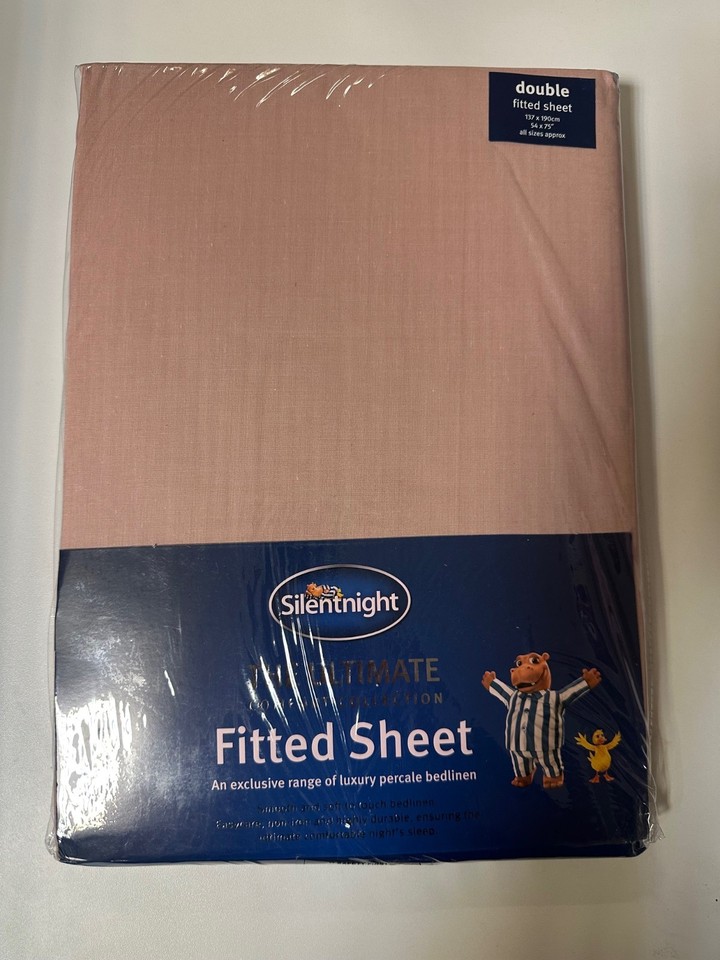 Silentnight Ultimate Comfort Percale Fitted Sheet Double 180 Count ...