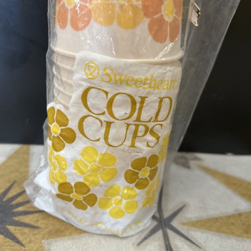 RARE Vintage Sweetheart 70s Floral Disposable Plastic Cold Cups ...
