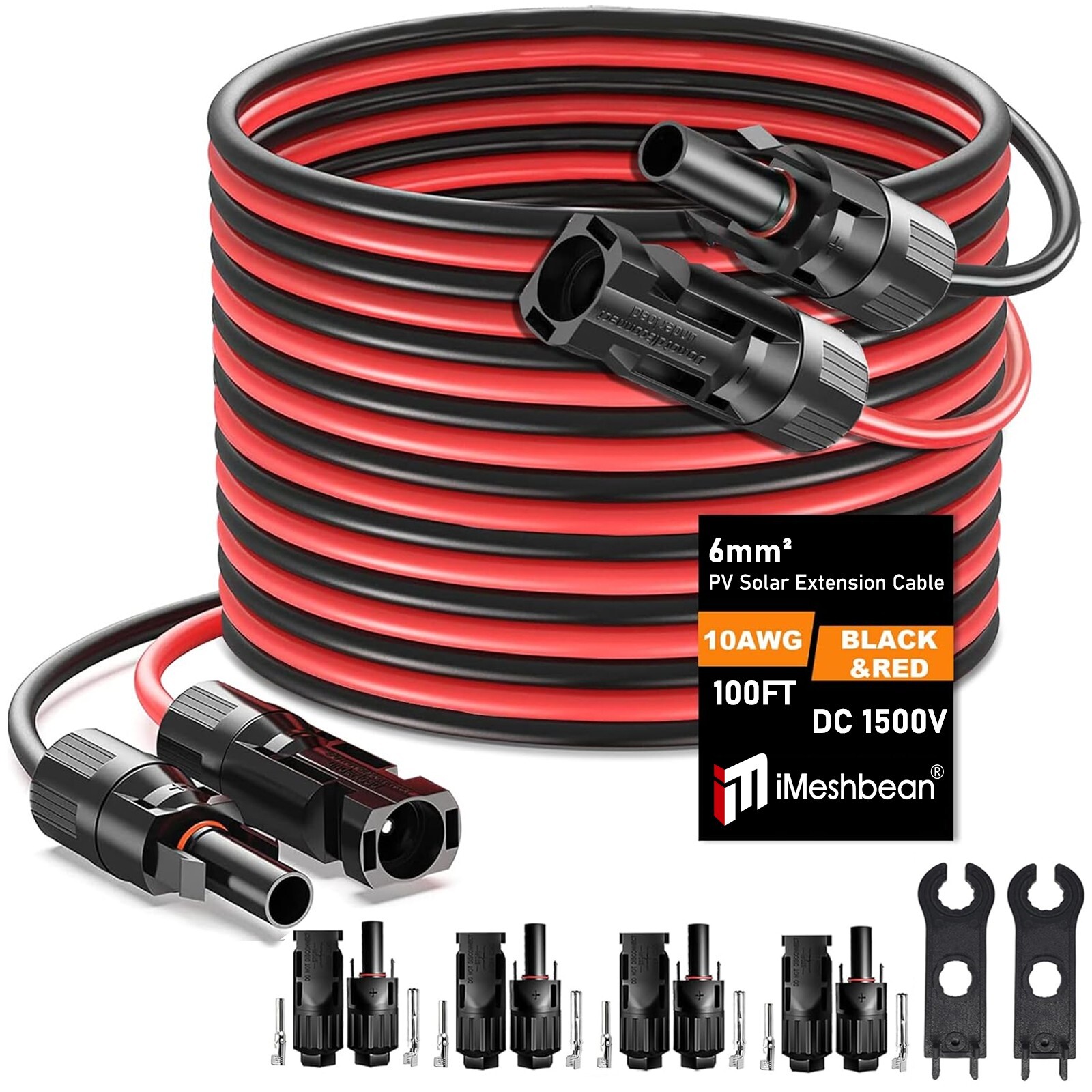 10AWG Solar Panel Extension Cable 30/50/100 FT Cable w/ Flexible Wire ...