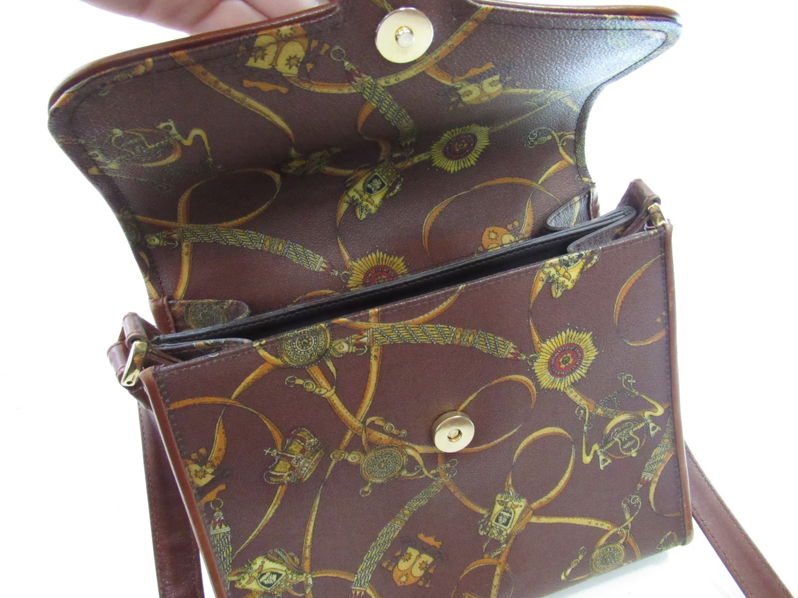 Mark Cross Italy Brown Equestrian Crest Crossbody Handbag | eBay