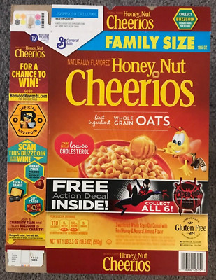 EMPTY Honey Nut Cheerios Cereal Spider-Man Decal Offer FS Cereal Box ...