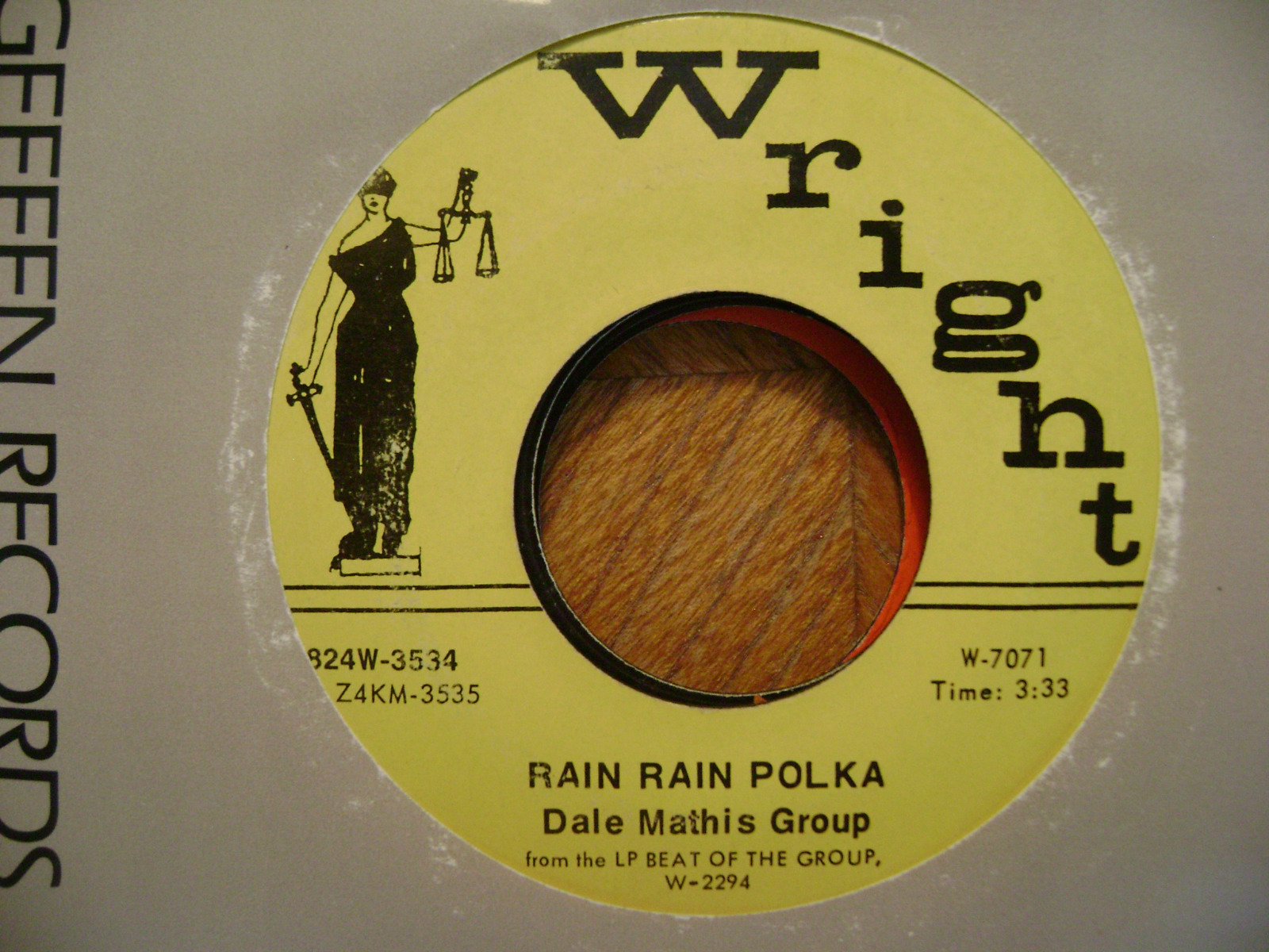 WRIGHT 45 RECORD /DALE MATHIS GROUP/ RAIN RAIN POLKA/ ASTRONAUT POLKA ...