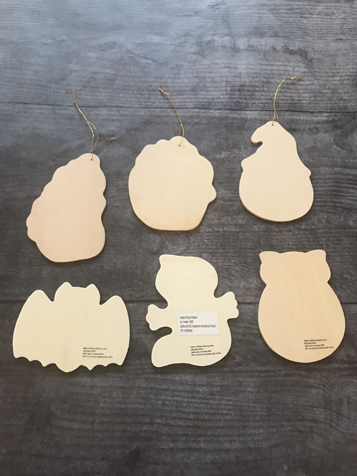 Halloween Wood Hanging Ornaments Pieces Pumpkins Bat Ghost Owl | eBay