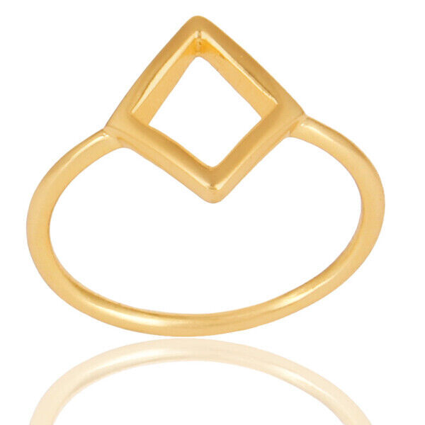 Hollow Rhombus Shape 18K Gold Yellow Gold Plated Ring In Geometrics ...
