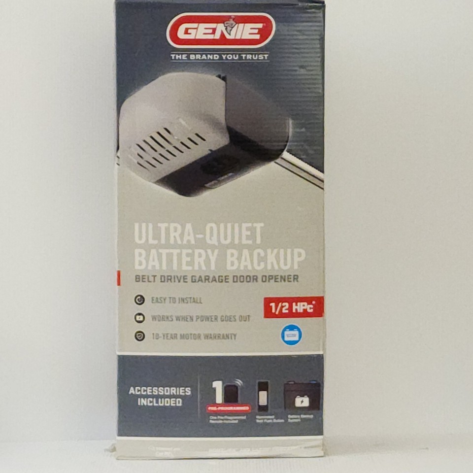 Genie 41126T Ultra-Quiet Battery Backup Belt Drive Garage Door Opener ...