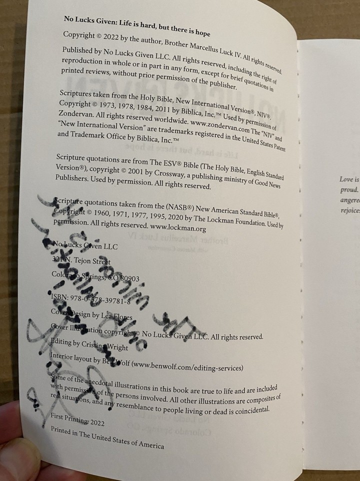 No Lucks Given by Brother Marcellus Luck IV SIGNED* First Printing | eBay