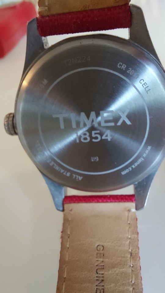 Timex 1854 T-Series Indiglo Watch T2N224 Red Leather Lined Band WR 50m ...