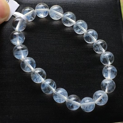 9.7mm Natural Blue "Angel Feathers" Quartz Crystal Round Beads Bracelet ...