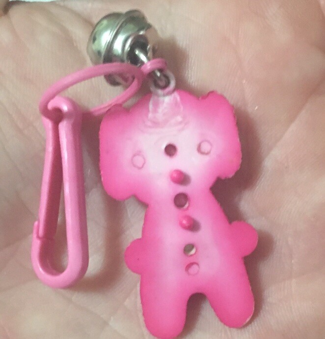 Vintage 80's Plastic Charm Bell clip Necklace Pink Dog Charm Google ...