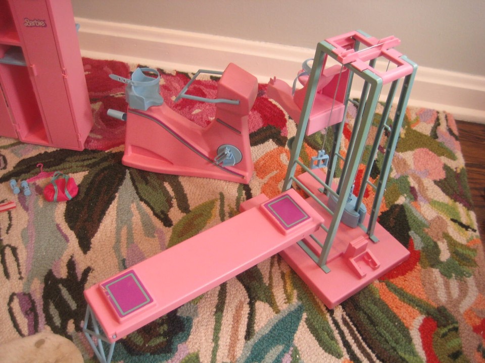 Vintage 1980s Barbie Gym Exercise Bike Weight Lifting Lockers | eBay