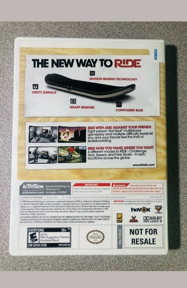 Tony Hawk: Ride (Wii, 2009) | eBay