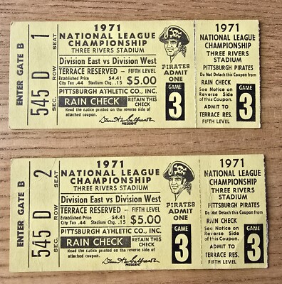 1971 NLCS tickets Pittsburgh Pirates vs Reds Three Rivers Stadium | eBay