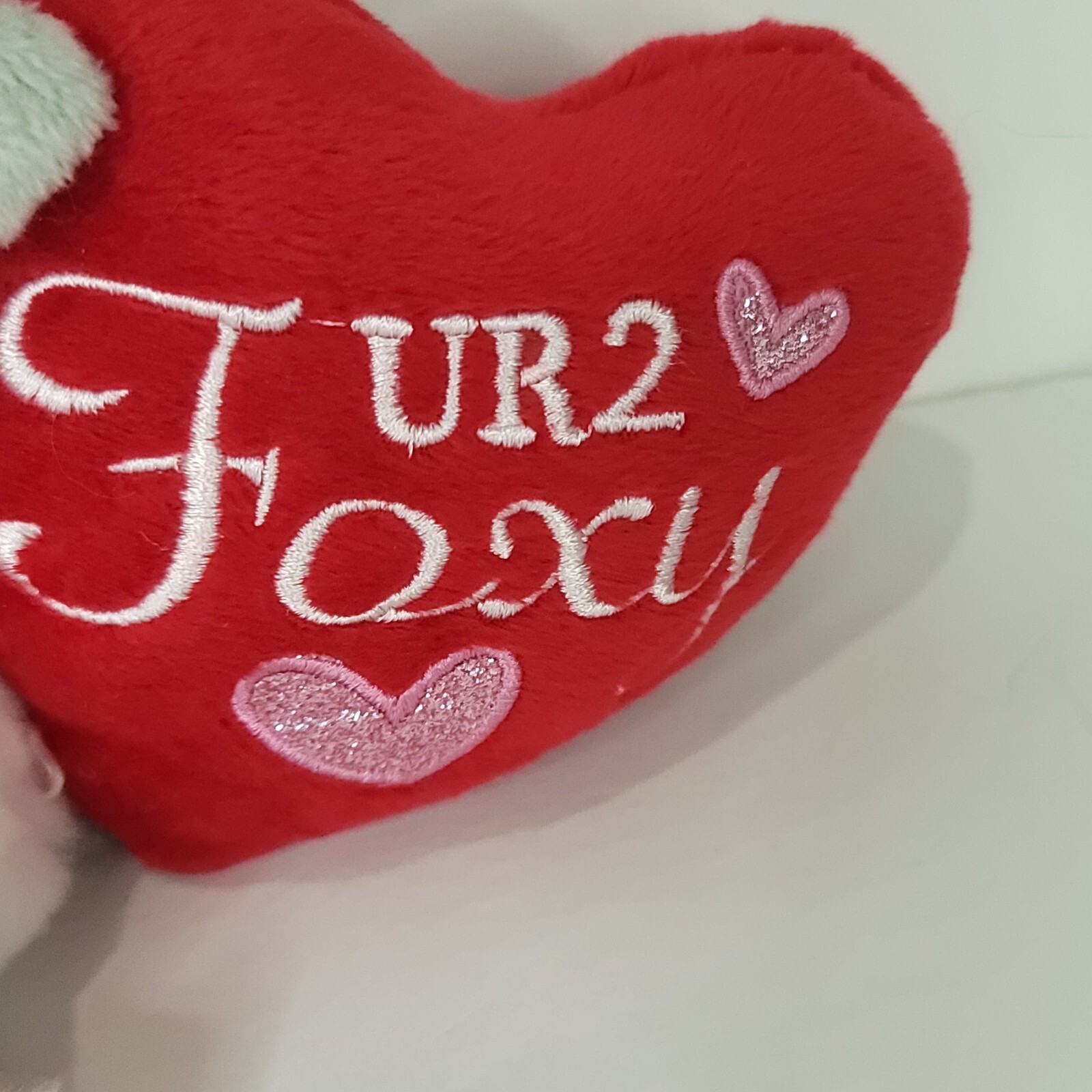 Valentine Brown Fox Red Heart Ur Too Foxy Glitter Gold Plush Stuffed Animal 9" | eBay