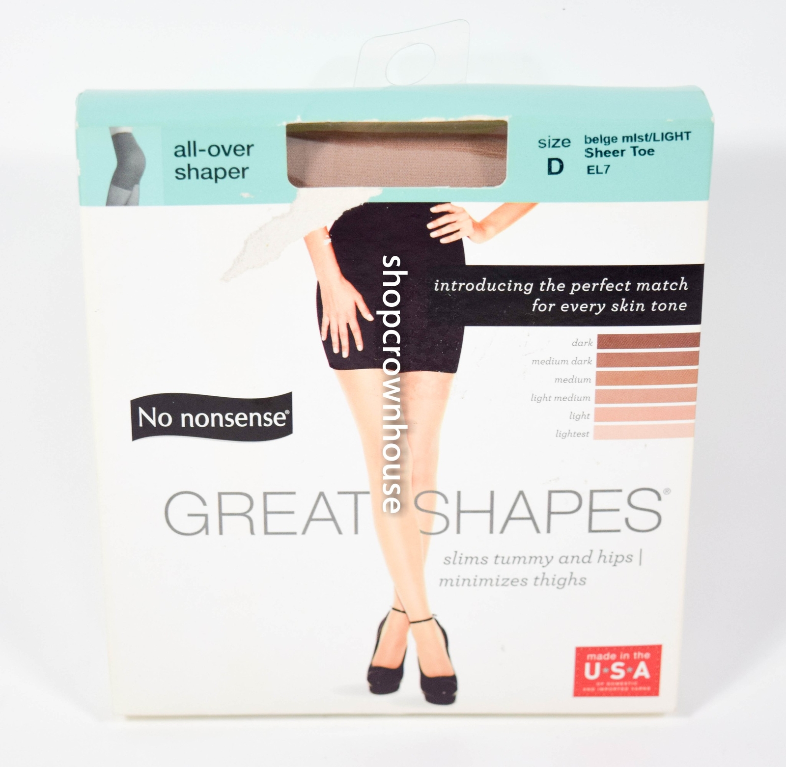 4 No Nonsense Great Shapes All Over Shaper Pantyhose Size D Beige Mist ...