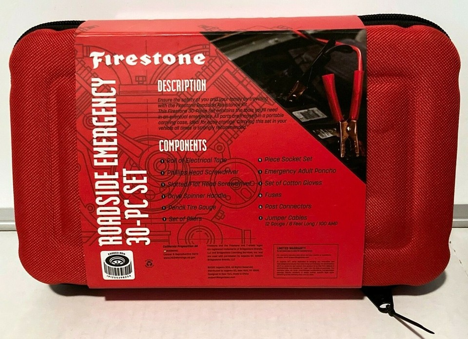 Firestone 30-Pc Roadside Emergency Auto Safety Kit Set | ES0003RDA ...