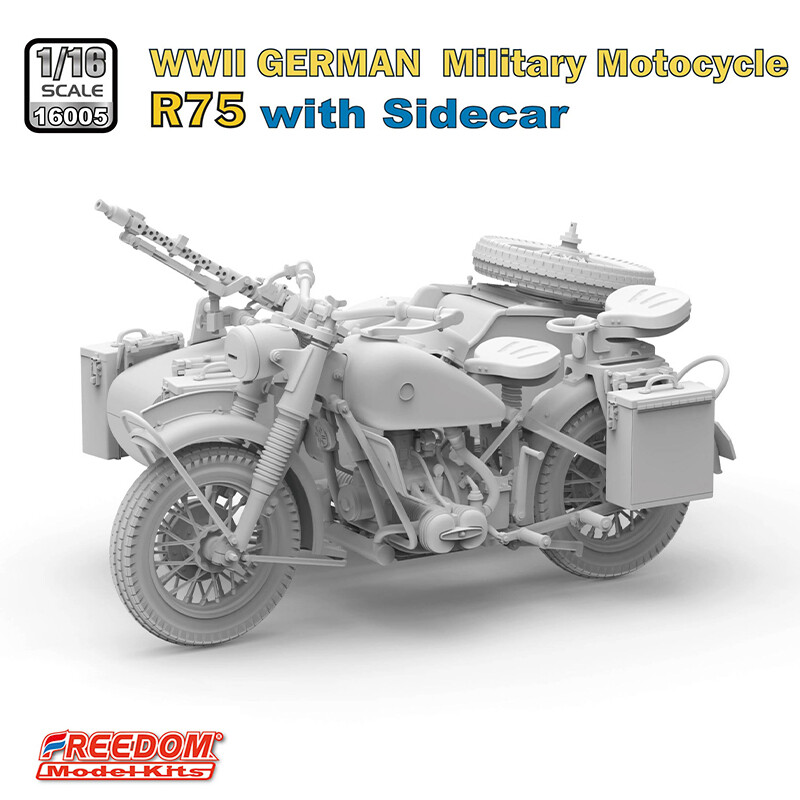 Freedom 16005 1/16 WWII German Military Motocycle R75 with Sidecar ...