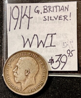 1914 Great Britain 1 Florin Silver Coin King George V. (WWI Era Coin ...