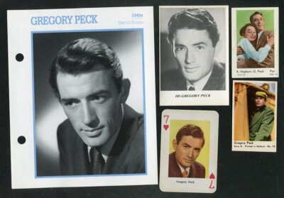 GREGORY PECK MOVIE STAR 5 DIFF CARDS- HARD TO FIND....1940'S, 1950'S ...