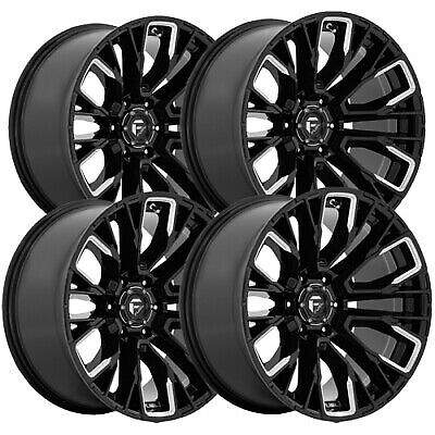 (Set of 4) Fuel D849 Rebar 6 17x9 6x5.5" -12mm Black/Milled Wheels Rims ...
