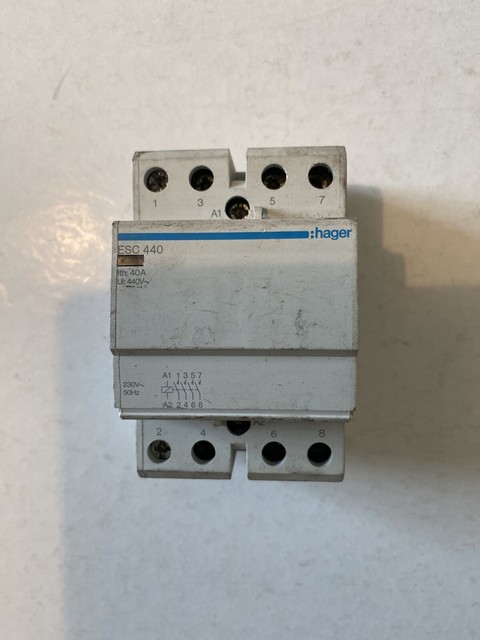 40 Amp 4 Pole Contactor Normally Open 230v Coil Hager ESC440 40a for ...