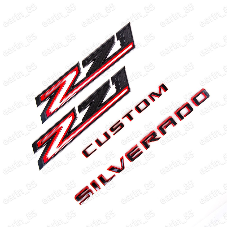 4PCS Red Matte Black 2019-2025 Silverado Z71 Emblem Badge Custom ...