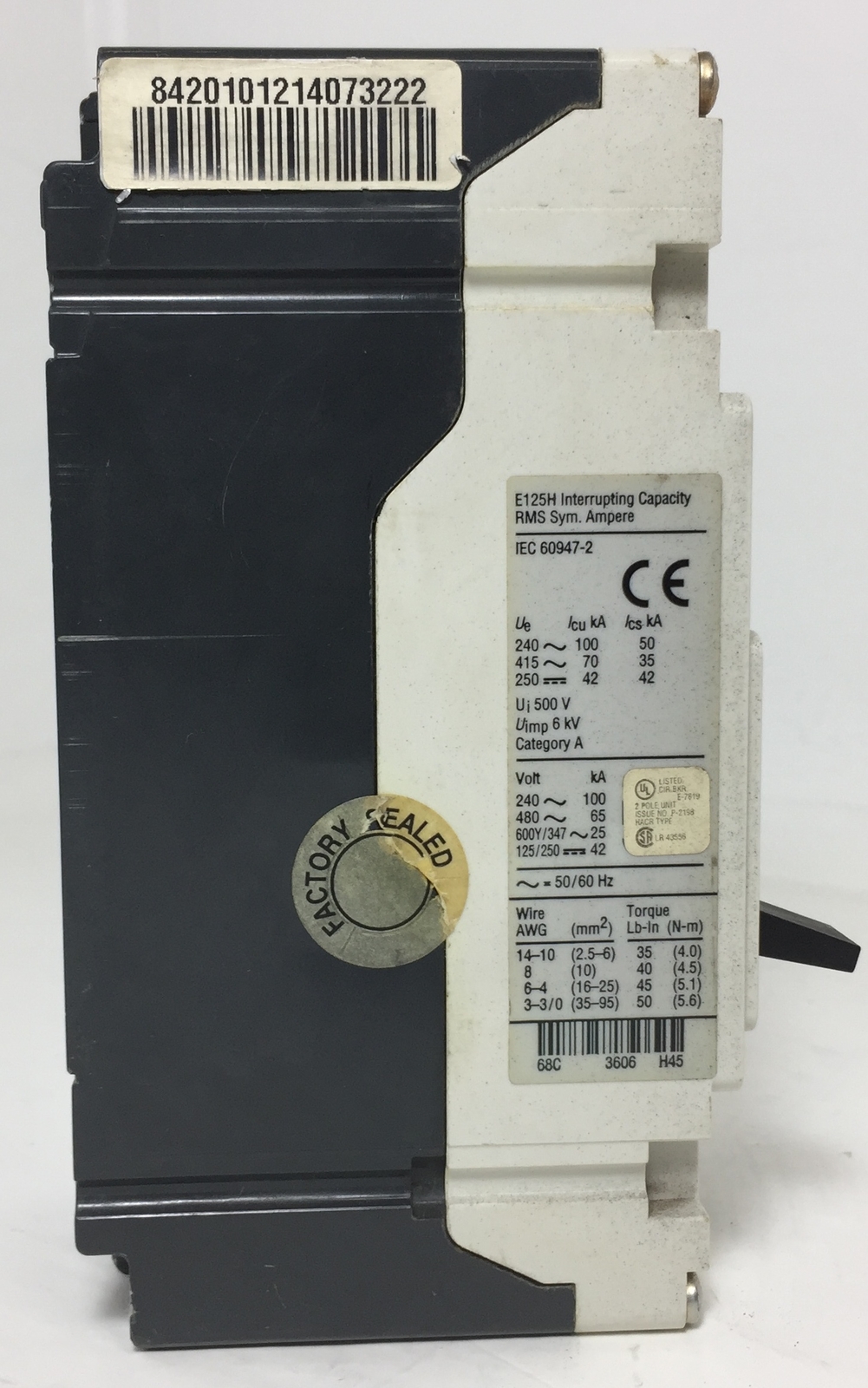 Cutler Hammer E125H EGH2060FFG 60A Circuit Breaker 2 Poles 60 Amp Eaton ...