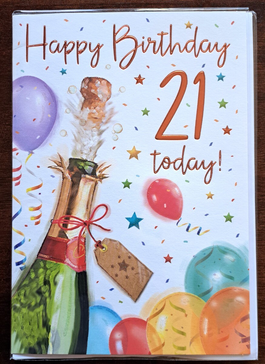 Happy Birthday 21 Today! Card. 21st Card For Male. 23x15cm | eBay UK