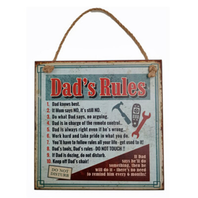 Retro Country Wall Art Dad's Rules Wooden Hanging Sign | eBay Australia