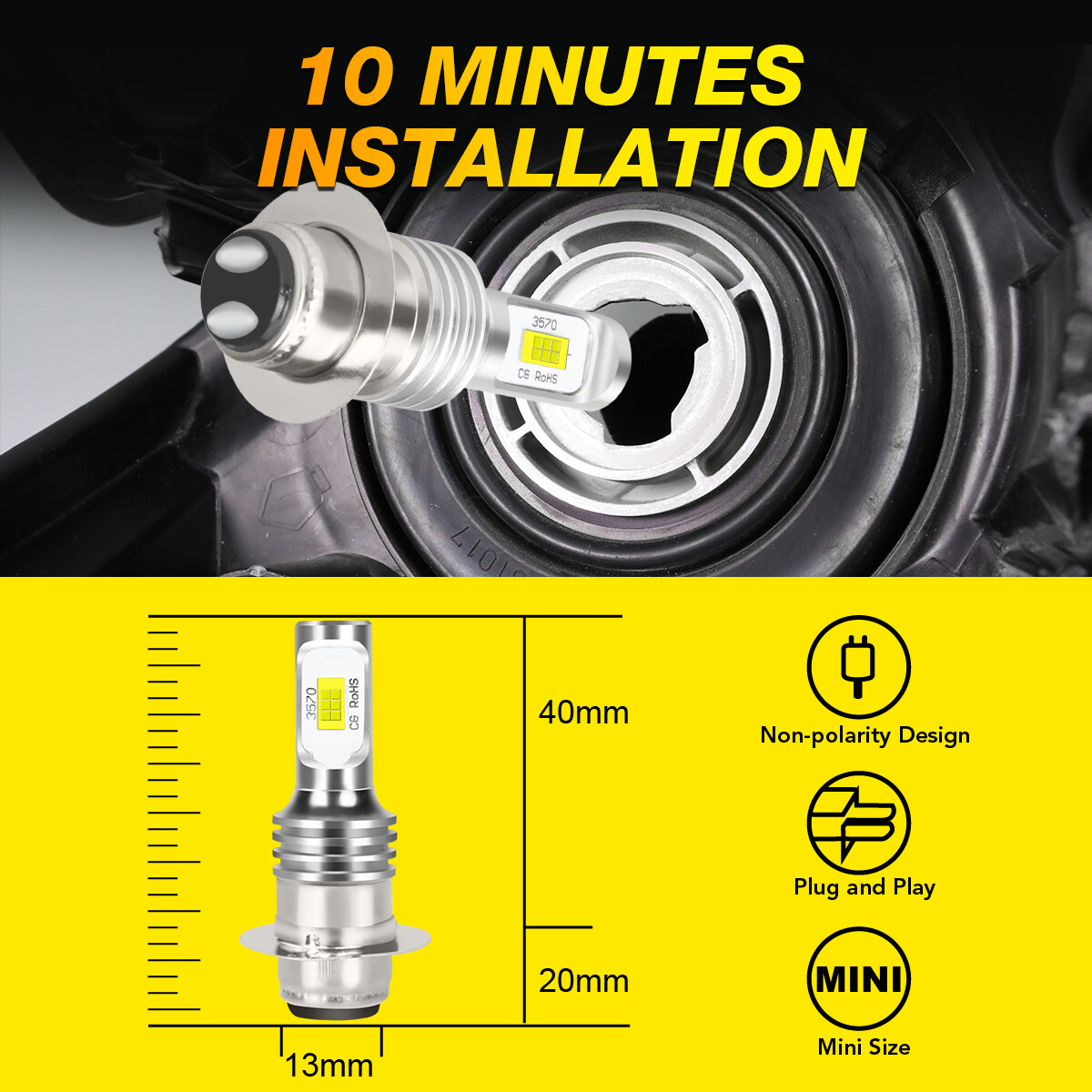 For Yamaha Banshee 350 1987-2006 - 2PC 6000K white LED Headlights Bulbs ...