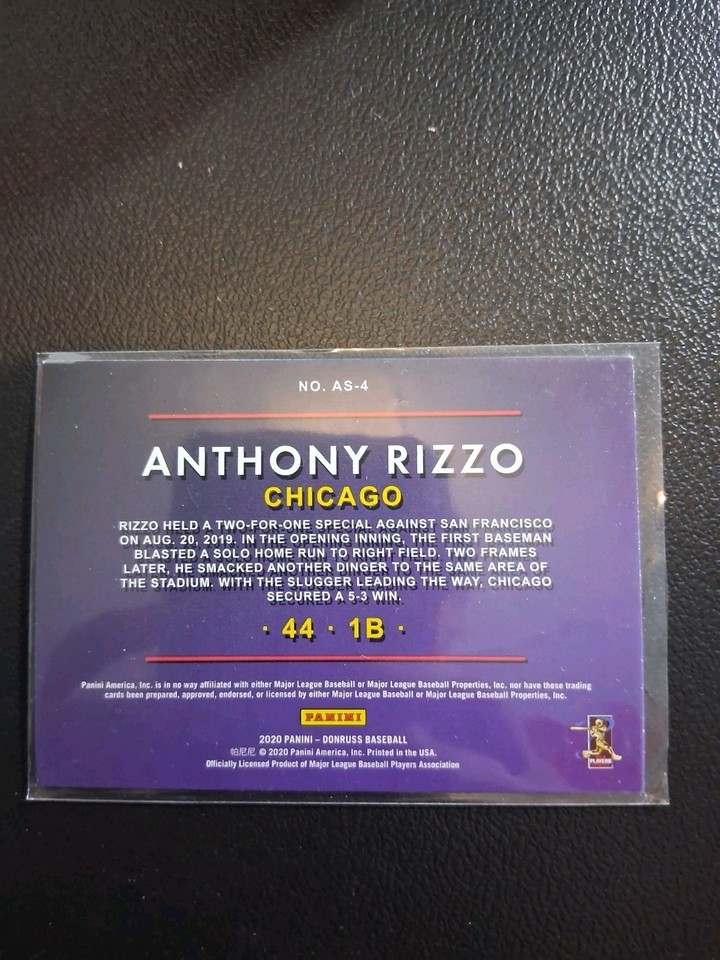 Chicago Cubs Anthony Rizzo 2020 Donruss As SEEN #AS-4 MLB 1B NICE!!! | eBay