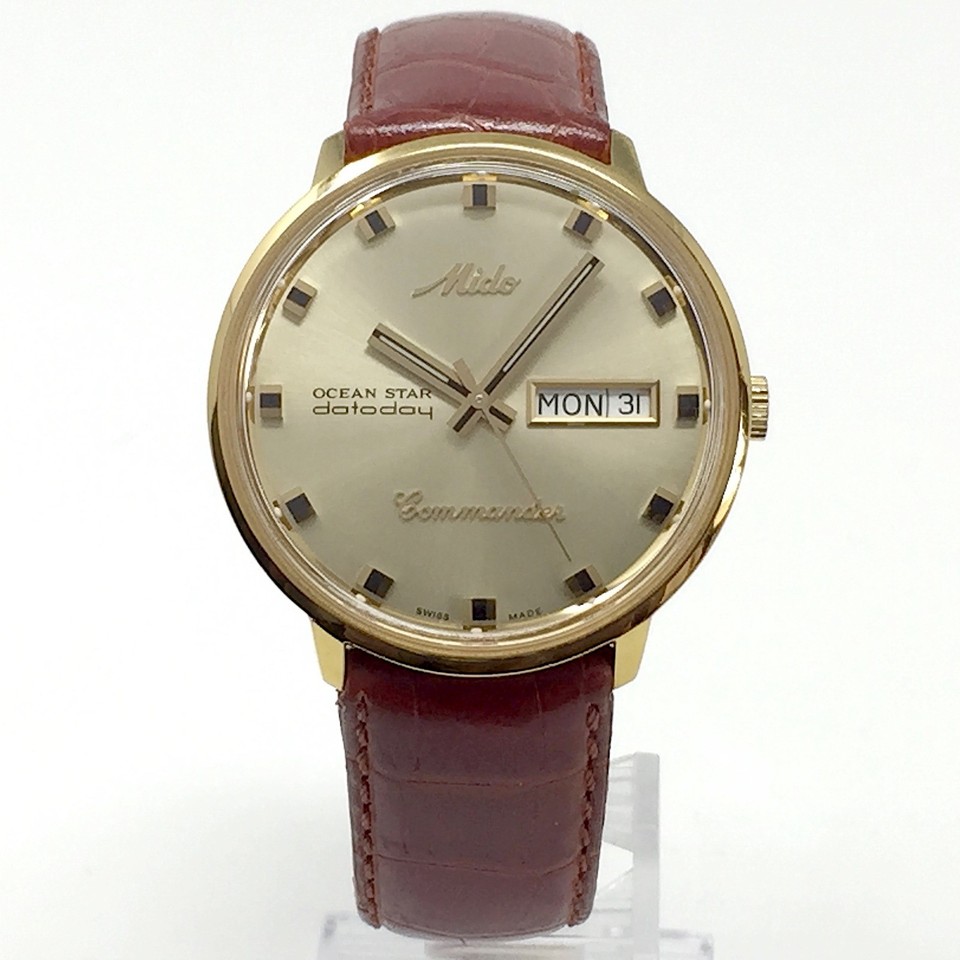 Mido (like new & unworn) Gold Ocean Star Datoday Commander Automatic ...
