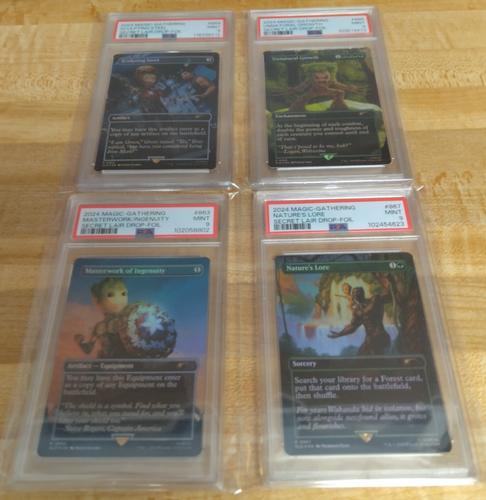 X4 PSA 9 Foil Groot MTG Secret Lair Lot! CptAmer/Wolverine/Blk Panther ...