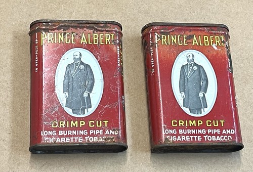 2 Vintage Prince Albert Crimp Cut Pipe & Cigarette Tobacco Tins | eBay