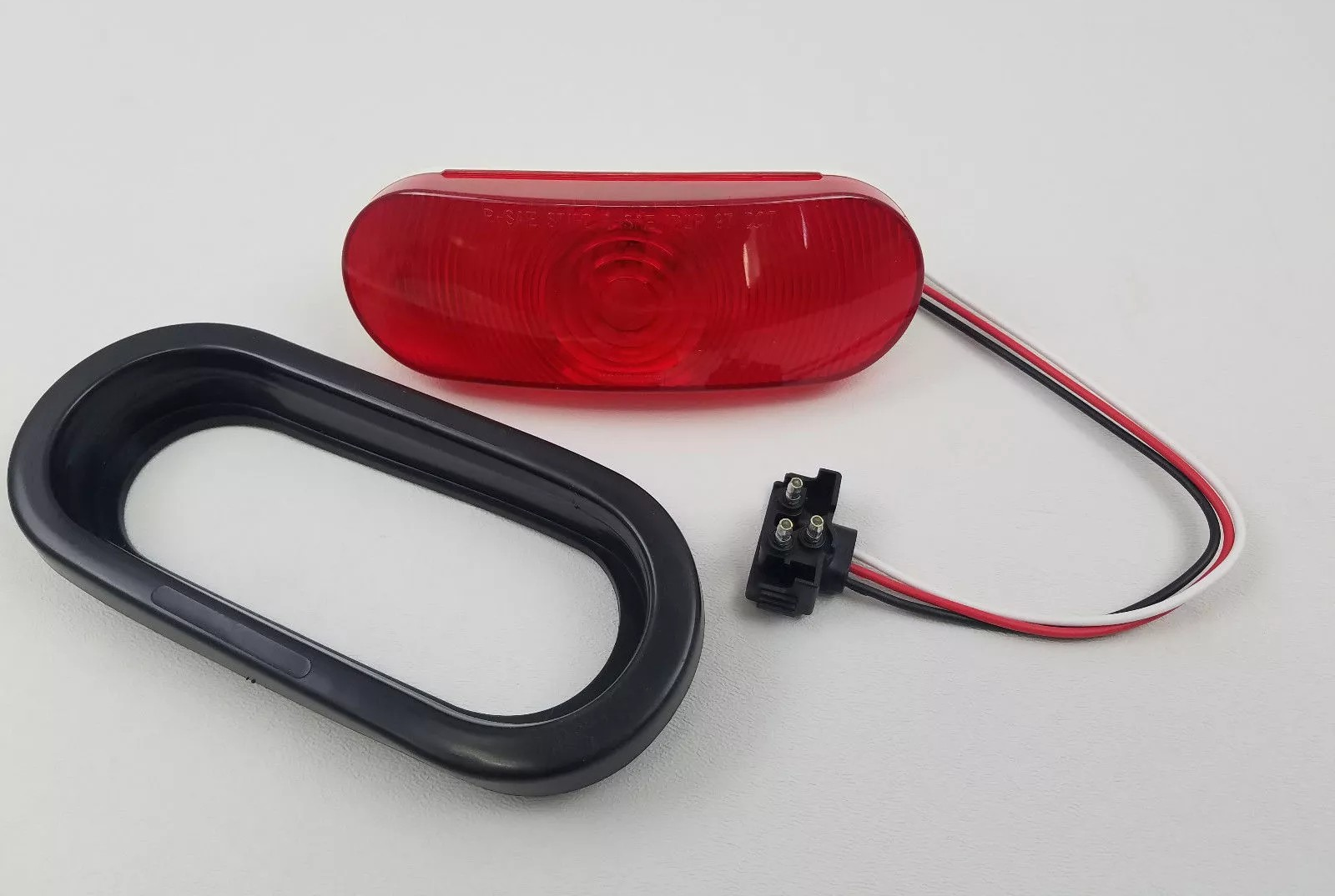 6-1/2" Oval Trailer Light RED Stop Turn Tail 3 Function ST70RB Kit USA ...