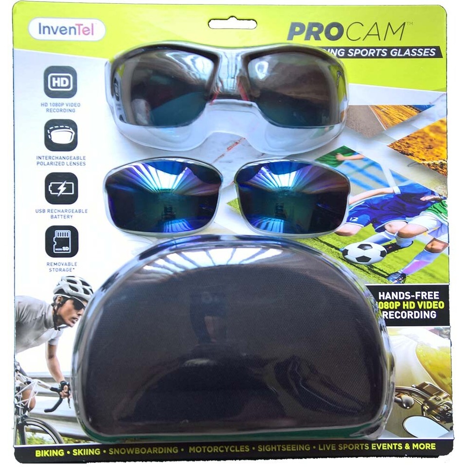 InvenTel PROCAM 1080P Video Recording Sports Glasses with Lenses and ...