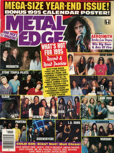 Metal Edge Magazine March 1995 Pantera Stone Temple Pilots Aerosmith ...