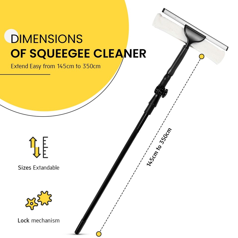 3.5M Extendable Telescopic Window Cleaning Kit Pole Squeegee Glass ...