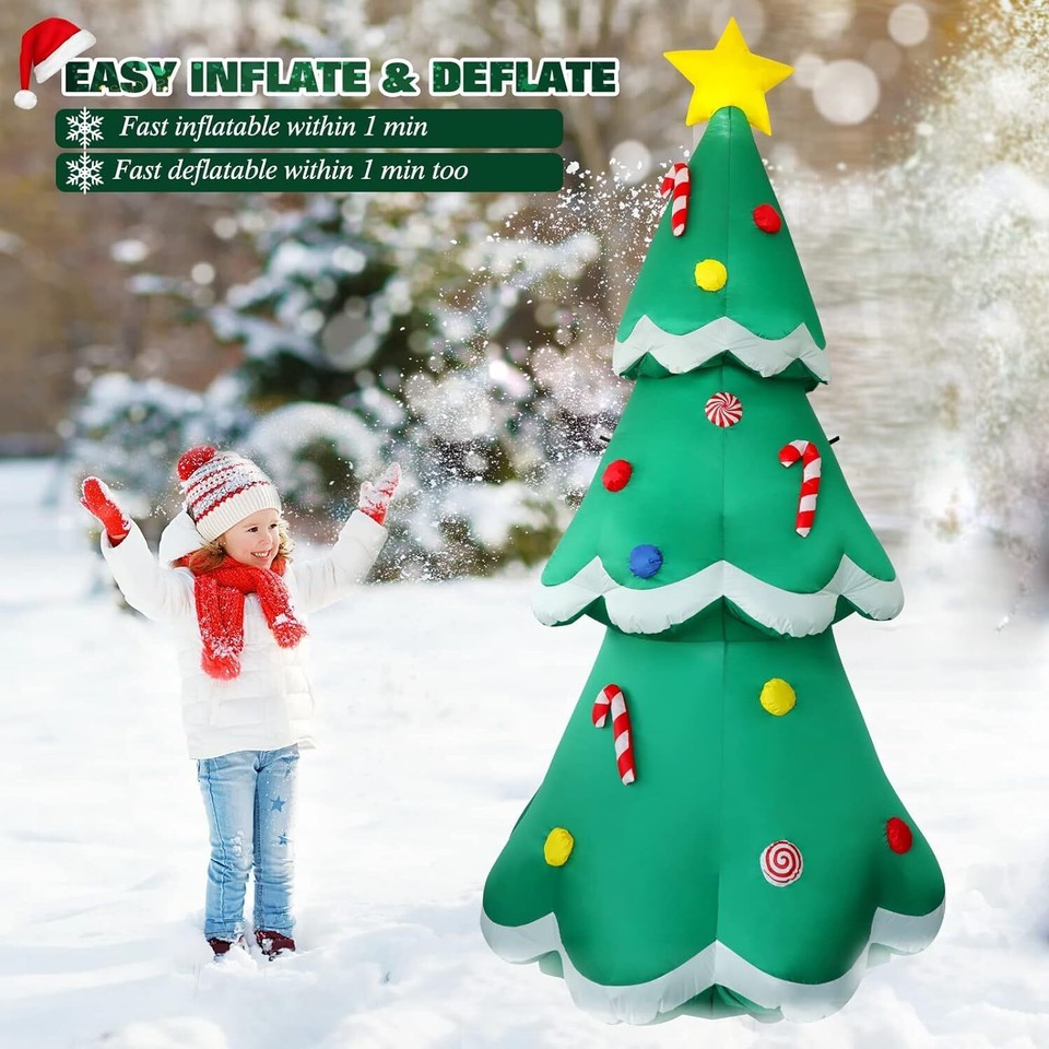 7ft Height Inflatable LED Lighted Christmas Tree Blow up Lawn Yard ...